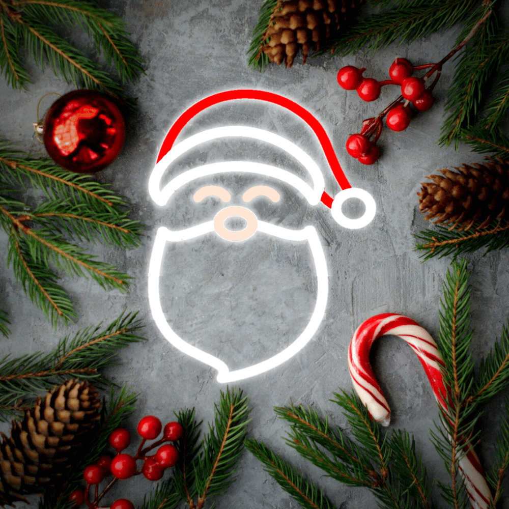 Santa Claus liderando el letrero de neón - Hecho en Londres navidad Ne