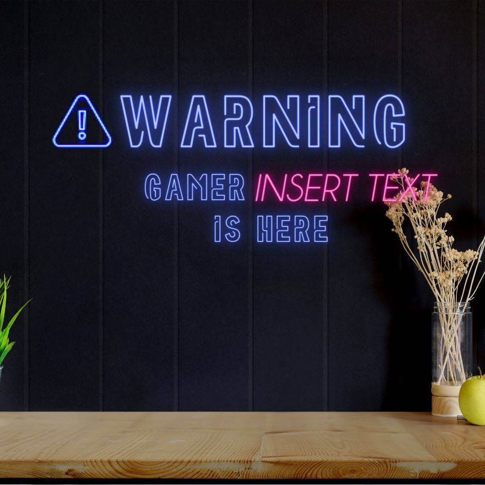 Warning Gamer Is Here Part Custom LED Neon Sign